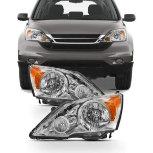 akkon - for 2007-11 honda cr-v driver + passdenger sides headlight assembly chrome houing clear lens full set