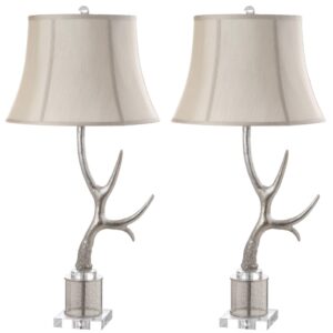 SAFAVIEH Lighting Collection Adele Rustic Silver Antler 16-inch Bedroom Living Room Home Office Desk Nightstand Table Lamp Set of 2 (LED Bulbs Included)