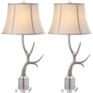 SAFAVIEH Lighting Collection Adele Rustic Silver Antler 16-inch Bedroom Living Room Home Office Desk Nightstand Table Lamp Set of 2 (LED Bulbs Included)