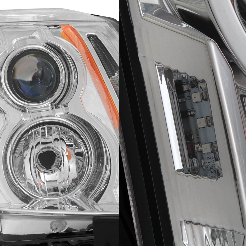 AKKON - For 2008-2014 Cadillac CTS Passenger Side Projector Headlight Assembly Chrome Housing Clear Lens