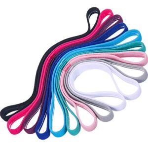 9 pieces thick non-slip elastic sport headbands, elastic silicone grip exercise hair and sweatbands for yoga (assorted colors)