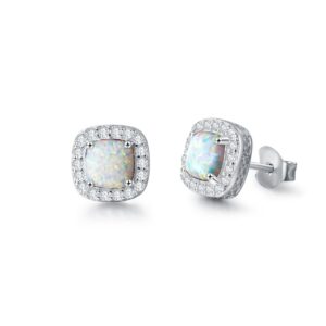 carleen created opal earrings 925 sterling silver october birthstone cubic zirconia cz halo stud earrings jewelry birthday gifts for women