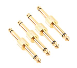 devinal professional guitar pedal coupler, 1/4 inch ts guitar effects pedal to pedal connector straight type, gold planted (4 pack)