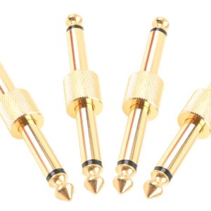 Devinal Professional Guitar Pedal Coupler, 1/4 inch TS Guitar Effects Pedal to Pedal Connector Straight Type, Gold Planted (4 Pack)