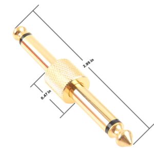 Devinal Professional Guitar Pedal Coupler, 1/4 inch TS Guitar Effects Pedal to Pedal Connector Straight Type, Gold Planted (4 Pack)