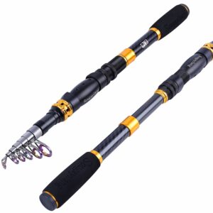 sougayilang telescopic fishing rod - 24 ton carbon fiber ultralight fishing pole with cnc reel seat, portable retractable handle, stainless steel guides for bass salmon trout fishing