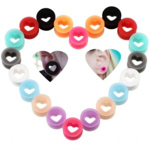 ipink-20pcs heart soft flexible silicone ear plugs double flared expander flesh tunnels (10 pairs of 00g(10mm))