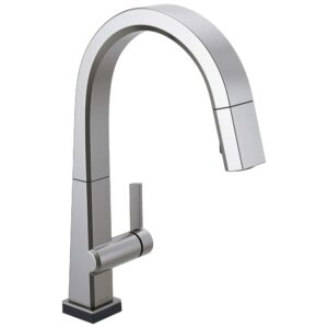 delta faucet pivotal touch kitchen faucet brushed nickel, kitchen faucets with pull down sprayer, kitchen sink faucet, touch faucet for kitchen sink, touch2o technology, arctic stainless 9193t-ar-dst