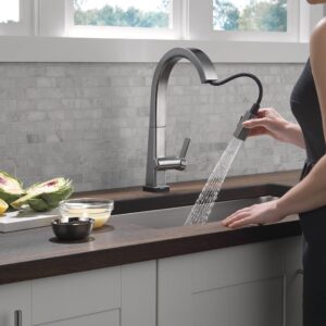 Delta Faucet Pivotal Touch Kitchen Faucet Brushed Nickel, Kitchen Faucets with Pull Down Sprayer, Kitchen Sink Faucet, Touch Faucet for Kitchen Sink, Touch2O Technology, Arctic Stainless 9193T-AR-DST