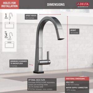 Delta Faucet Pivotal Touch Kitchen Faucet Brushed Nickel, Kitchen Faucets with Pull Down Sprayer, Kitchen Sink Faucet, Touch Faucet for Kitchen Sink, Touch2O Technology, Arctic Stainless 9193T-AR-DST