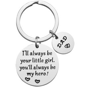 father’s day gift - dad gifts from daughter for birthday christmas, i'll always be your little girl, you will always be my hero keychain, dad valentine’s day gifts, father daughter gifts