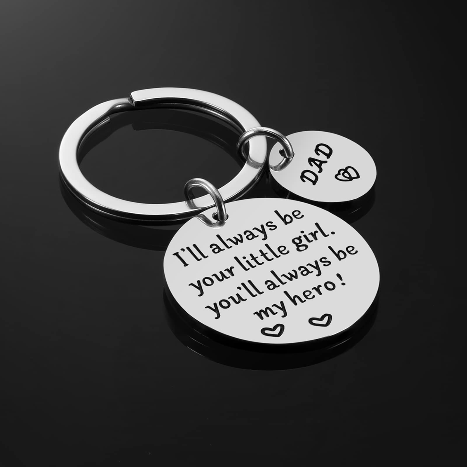 Father’s Day Gift - Dad Gifts from Daughter for Birthday Christmas, I'll Always Be Your Little Girl, You Will Always Be My Hero Keychain, Dad Valentine’s Day Gifts, Father Daughter Gifts