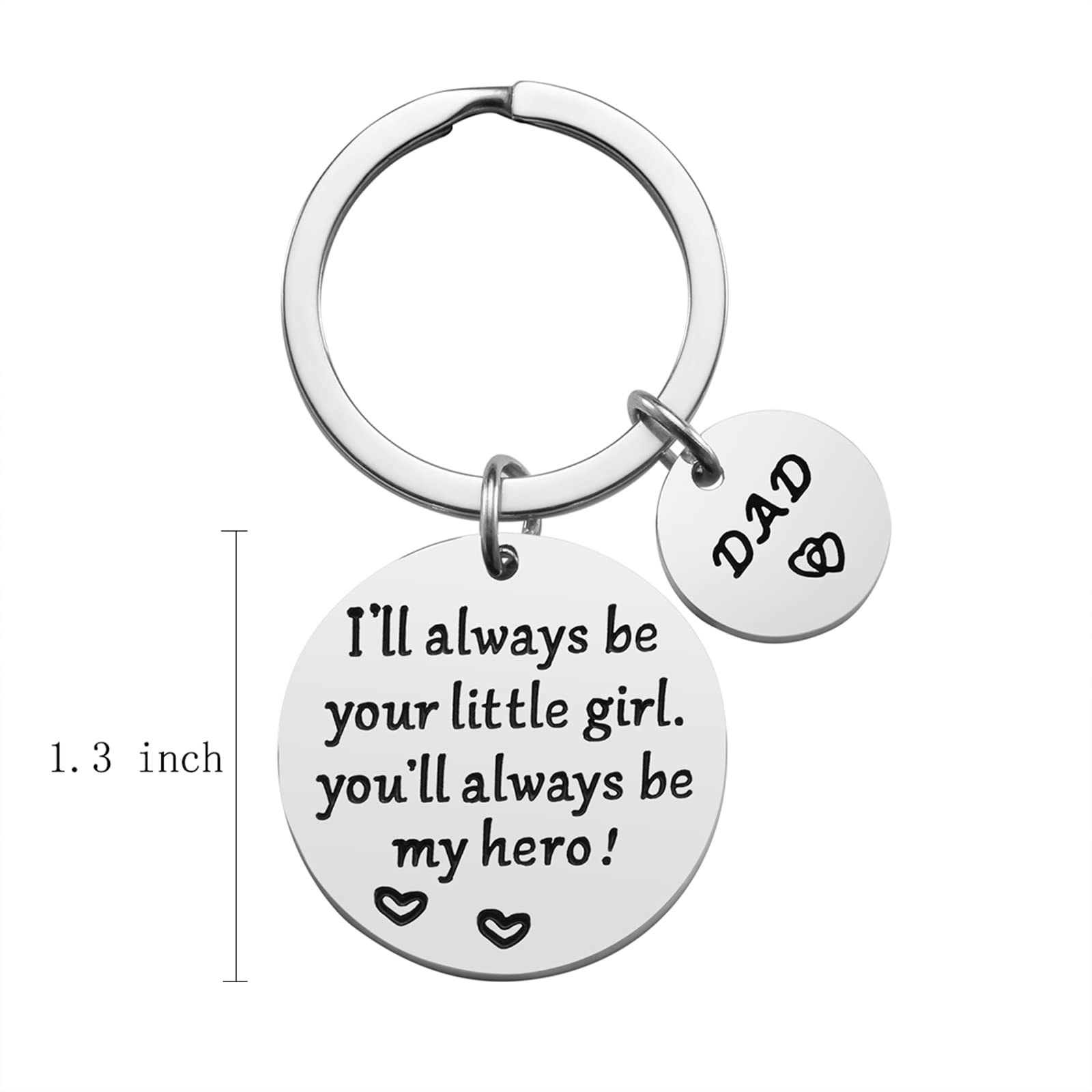 Father’s Day Gift - Dad Gifts from Daughter for Birthday Christmas, I'll Always Be Your Little Girl, You Will Always Be My Hero Keychain, Dad Valentine’s Day Gifts, Father Daughter Gifts