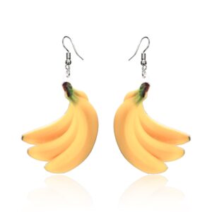 veinti+1 trendy statement creative funny lifelike fruits acrylic flat earrings banana earrings for women (banana)