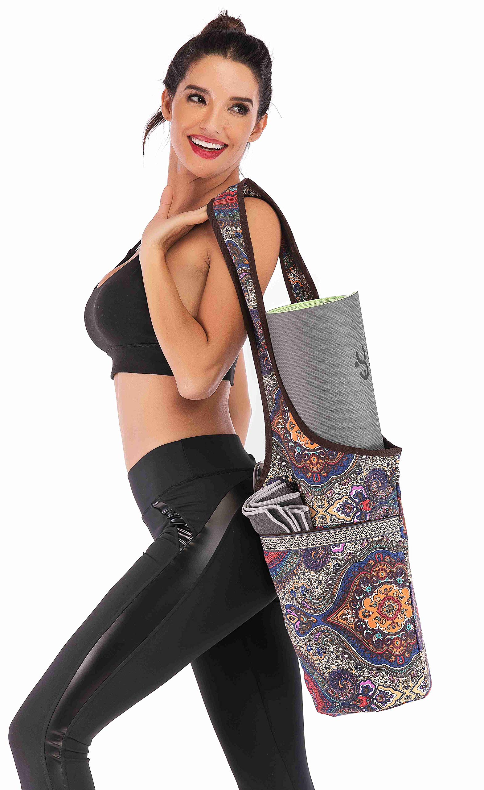 Ewedoos Yoga Mat Bag with Large Size and Zipper Pocket, Fit Most Mats (Ancient Totem)