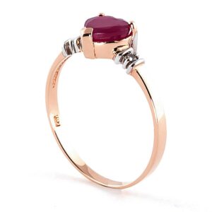 Galaxy Gold GG 1.03 ct 14k Solid Gold Ring Ruby Diamond 4345 (Rose-Gold, 7)