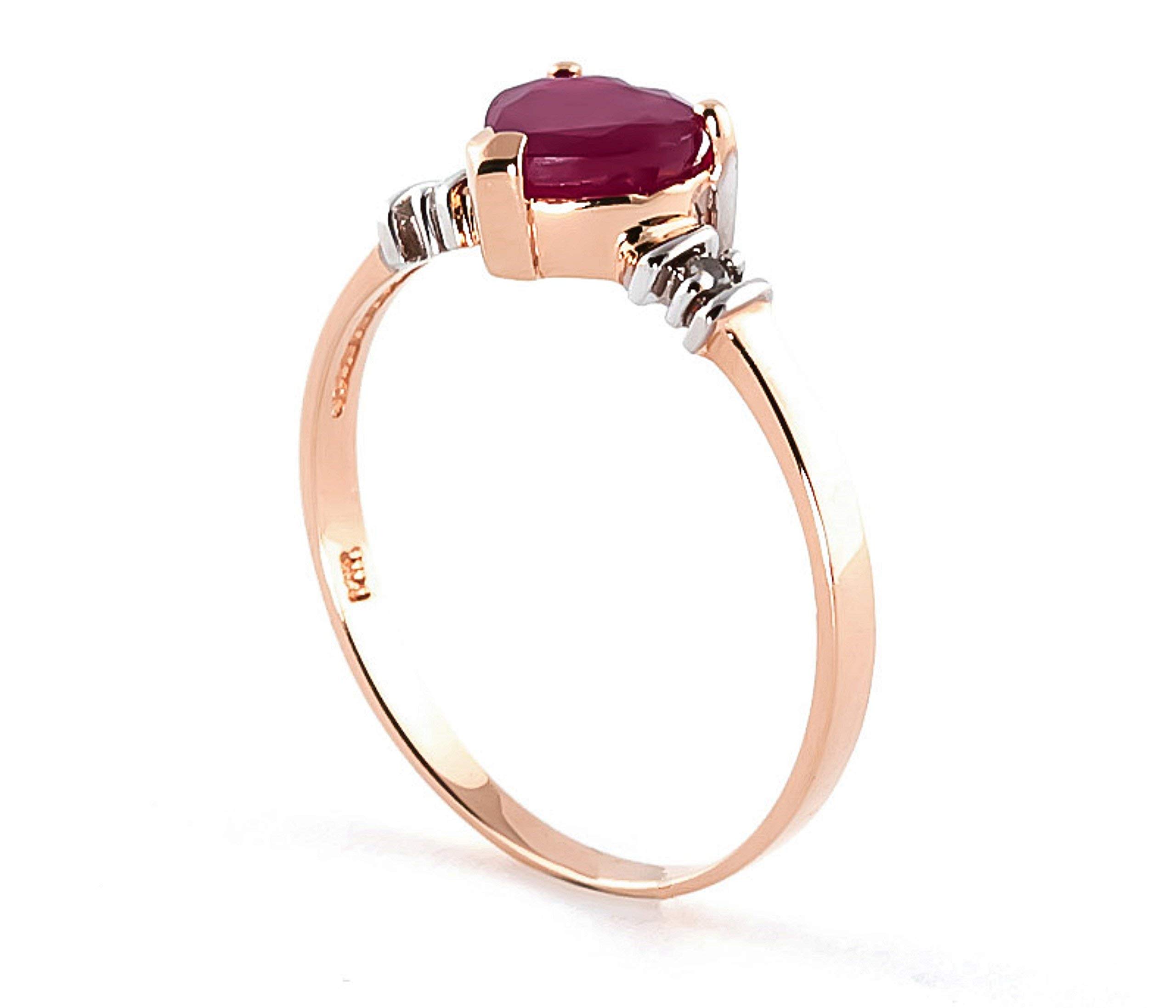 Galaxy Gold GG 1.03 ct 14k Solid Gold Ring Ruby Diamond 4345 (Rose-Gold, 7)