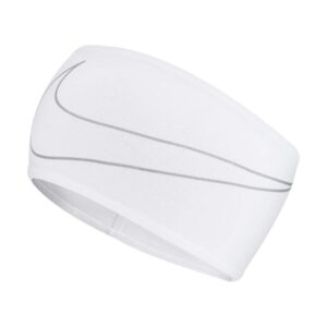 nike dri-fit swoosh running headband osfm white/silver