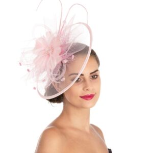 Lucky Leaf Women Girl Fascinators Hair Clip Hairpin Hat Feather Cocktail Wedding Tea Party Hat (8-Pink)