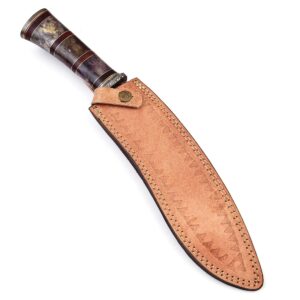 UK UNIQUE SHARP KNIVES Handmade Damascus Steel 15 Inches Kukri Knife BK-3032 -Rose Wood Handle With Damascus Steel Gurd/Pommel