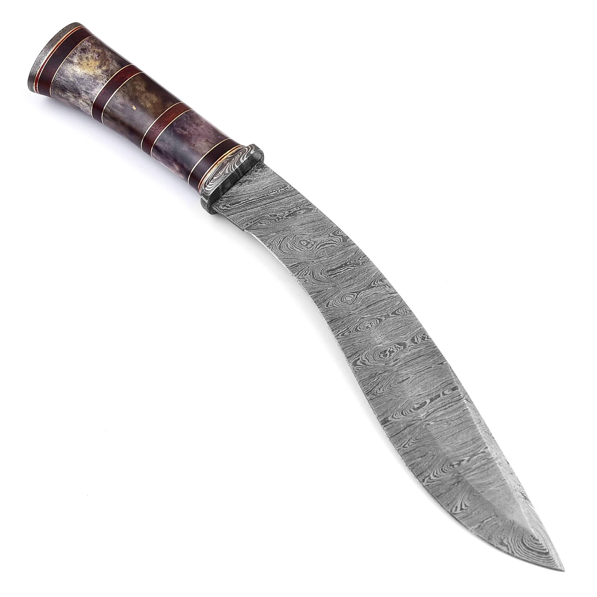 UK UNIQUE SHARP KNIVES Handmade Damascus Steel 15 Inches Kukri Knife BK-3032 -Rose Wood Handle With Damascus Steel Gurd/Pommel