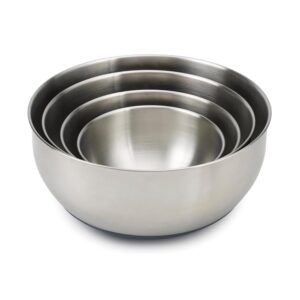 joseph joseph nest 100 prep & store mixing bowl set with lids, 4-piece, stainless steel