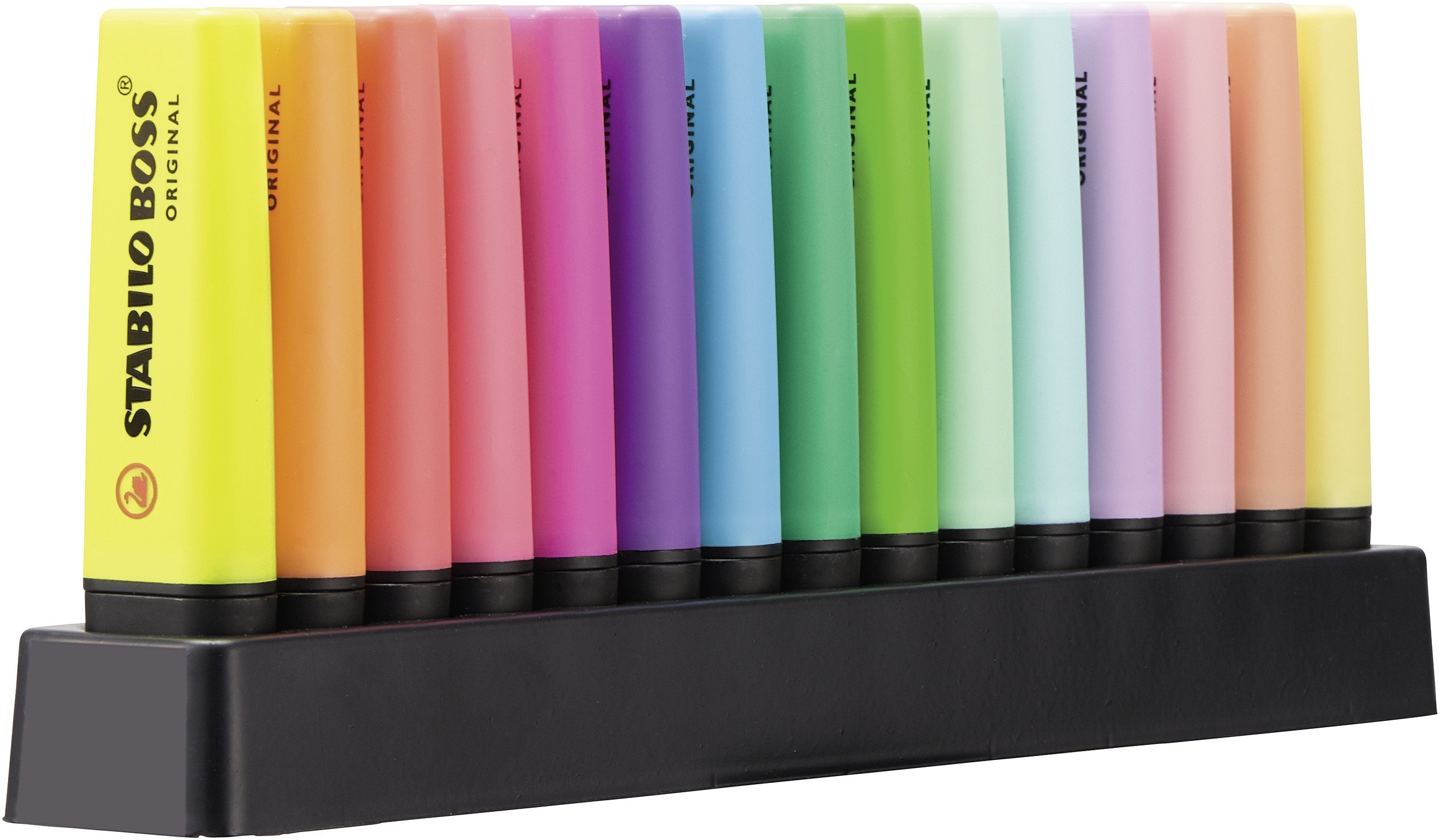 STABILO BOSS Original Fluorescent and Pastel Highlighters – Deskset of 15 Assorted Colours