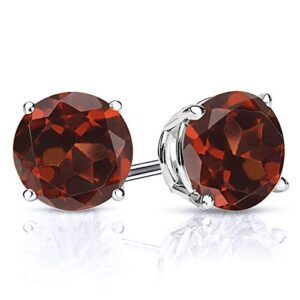 gem stone king 3.00 cttw round 7mm red garnet earrings | 925 sterling silver | gemstone birthstone stud earrings for women