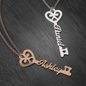 10K Yellow Gold Key To True Love Personalized Name Necklace by JEWLR