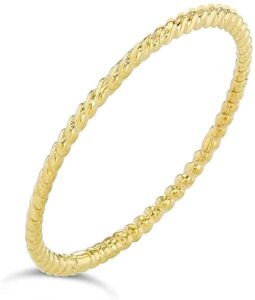 10k yellow gold dainty stackable rope cable design thin slender band ring - size 8