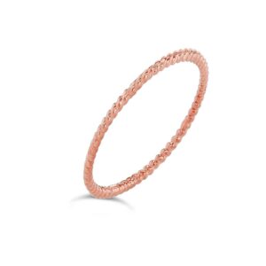 10k rose gold dainty stackable rope cable design thin slender band ring - size 6-1/4