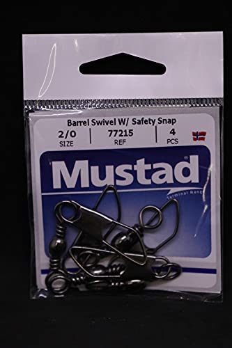 Mustad Barrel Swivel W/Safety Snap - Black 2/0