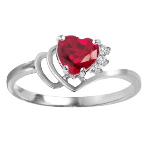 galaxy gold gg 14k solid white gold angel's heart - heart shaped 1.02 ct ruby & diamond ring (8)