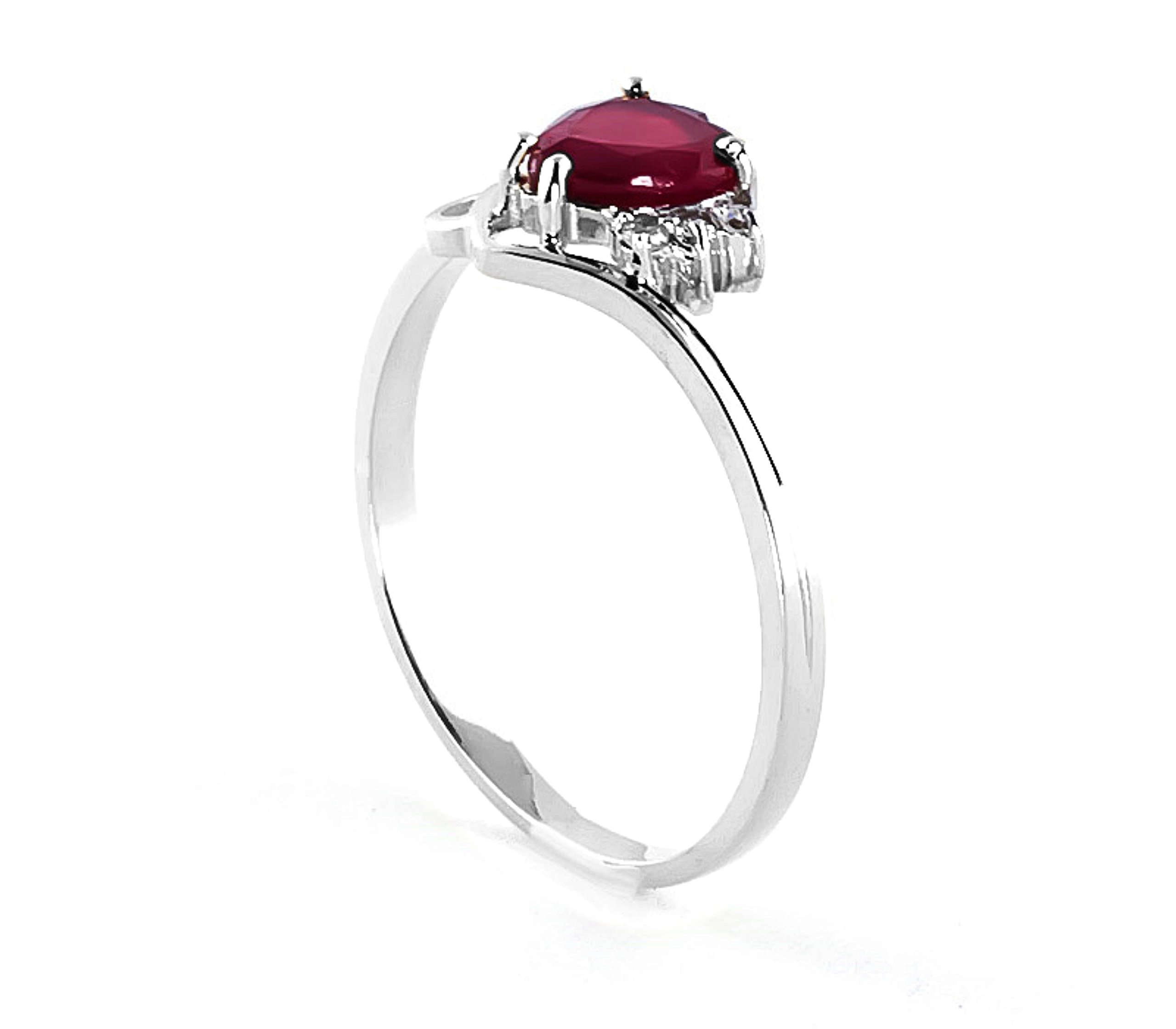 Galaxy Gold GG 14k Solid White Gold Angel's Heart - Heart Shaped 1.02 ct Ruby & Diamond Ring (8)