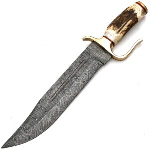 pal 2000 knives hun-9192 handmade damascus steel 15 inches hunting knife with sheath