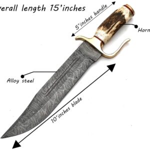 PAL 2000 KNIVES HUN-9192 Handmade Damascus Steel 15 Inches Hunting Knife With Sheath