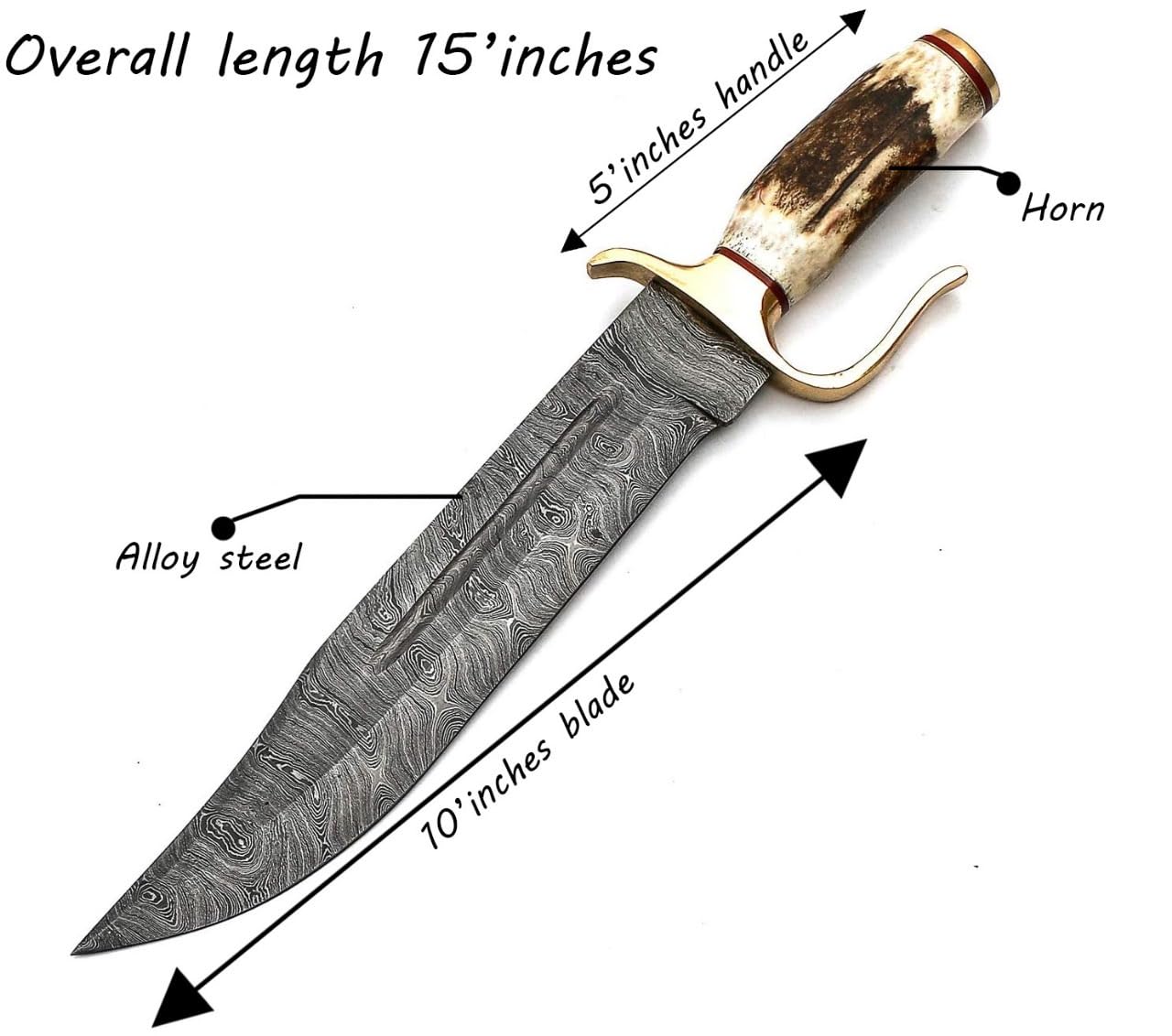 PAL 2000 KNIVES HUN-9192 Handmade Damascus Steel 15 Inches Hunting Knife With Sheath