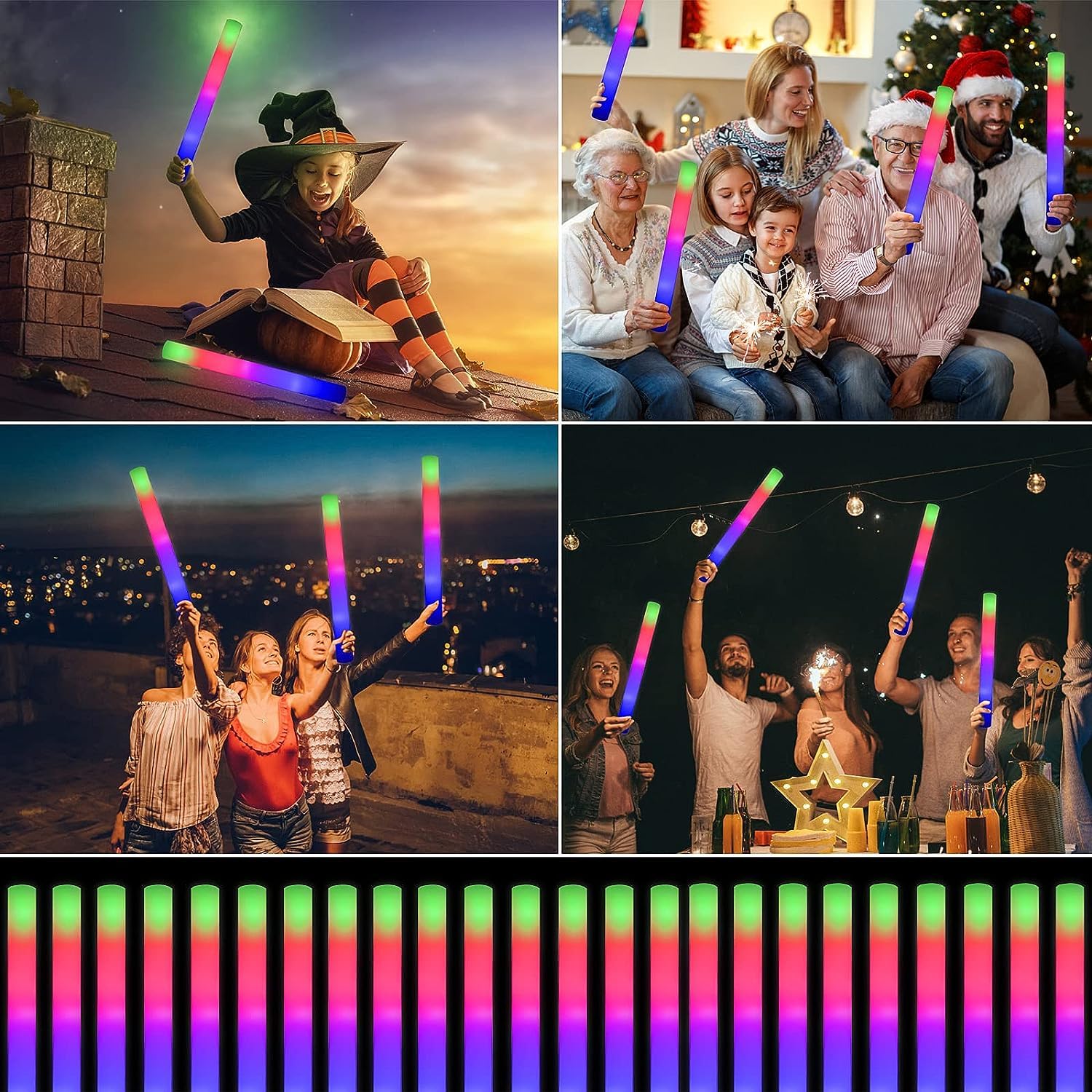 Lifbeier 30 PCS Led Foam Sticks,Flashing Foam Glow Sticks Party Supplies,Light up Foam Sticks Batons for Birthday,Christmas, Halloween Party,Wedding Glow Stick