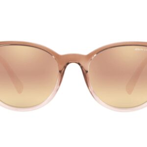 A|X ARMANI EXCHANGE Women's AX4077SF Low Bridge Fit Oval Sunglasses, Transparent Tundra/Rose/Rose Gold Mirrored/Grey, 56 mm