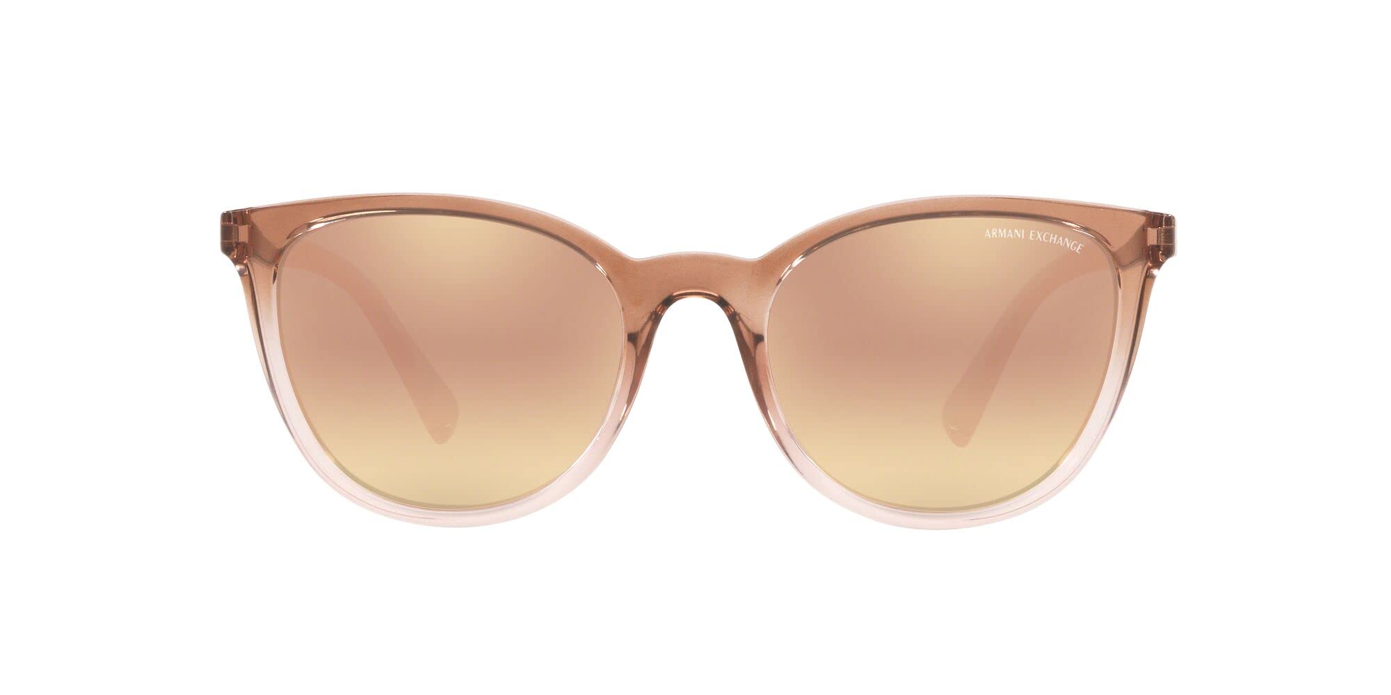 A|X ARMANI EXCHANGE Women's AX4077SF Low Bridge Fit Oval Sunglasses, Transparent Tundra/Rose/Rose Gold Mirrored/Grey, 56 mm