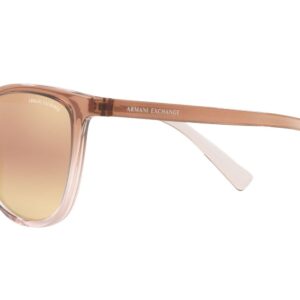 A|X ARMANI EXCHANGE Women's AX4077SF Low Bridge Fit Oval Sunglasses, Transparent Tundra/Rose/Rose Gold Mirrored/Grey, 56 mm