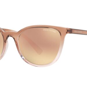 A|X ARMANI EXCHANGE Women's AX4077SF Low Bridge Fit Oval Sunglasses, Transparent Tundra/Rose/Rose Gold Mirrored/Grey, 56 mm