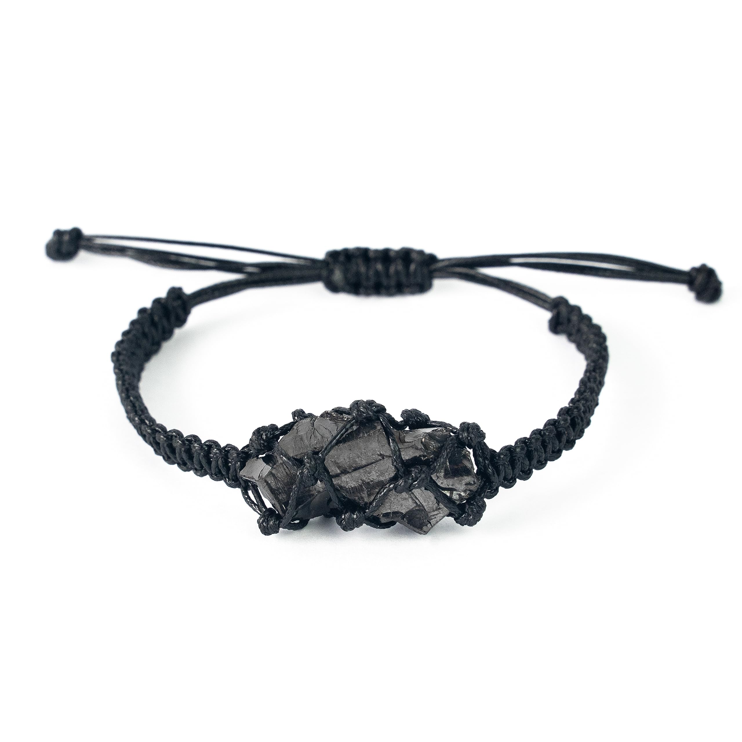 Karelian Heritage Elite Shungite Stone Protection Bracelet | Macrame Handmade Jewelry with Noble Shungite Stone | Protective Powerful Mineral Shield | Spiritual Healing Root Chakra Balance SB29