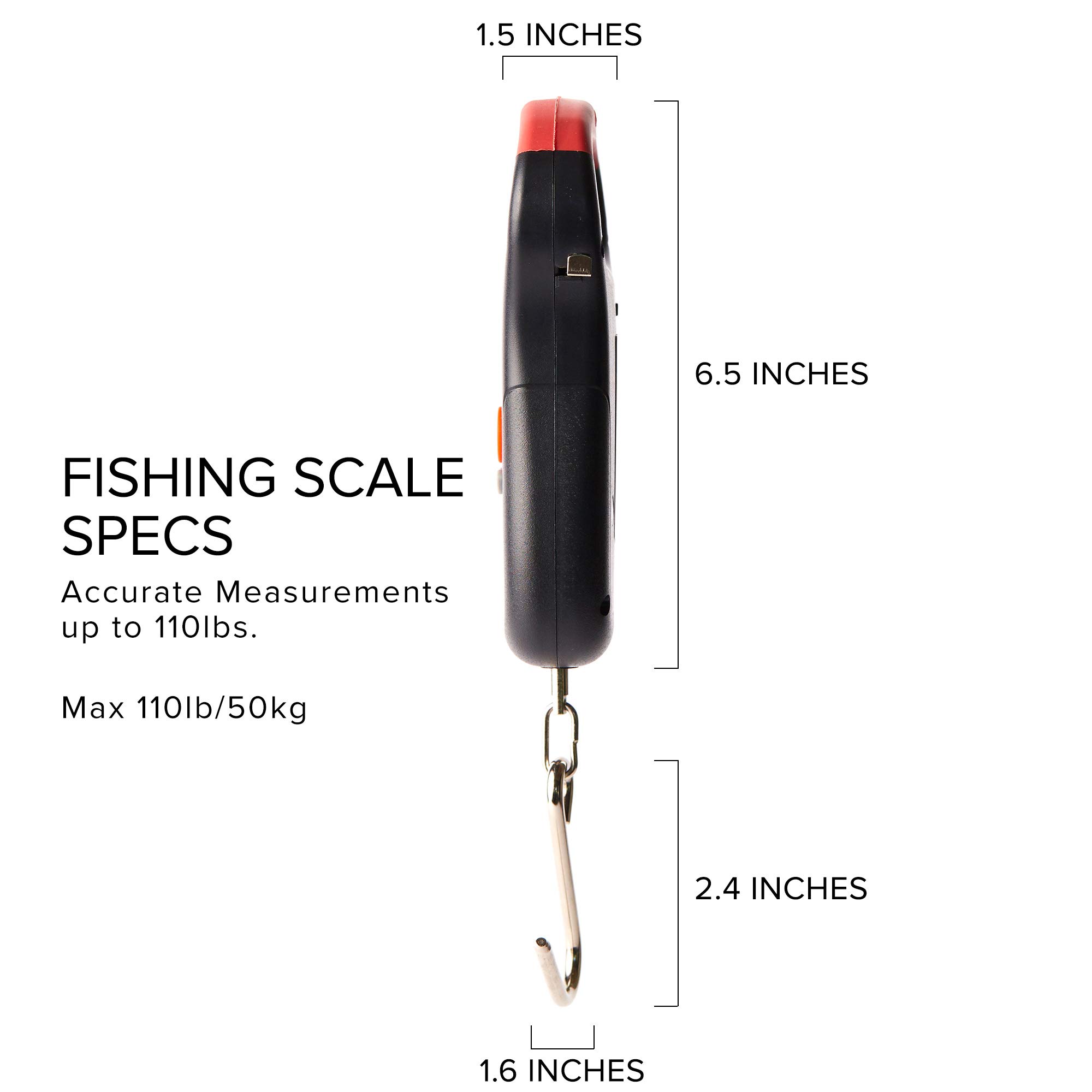 Kraken Bass Fish Scale - Fish Scales Digital Weight with Backlit LCD Display, Fishing Scale with Measurable Tape - Portable and Compact Design Hanging Scale, 110 lbs / 50 kg - Fishing Gifts for Men