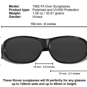 Fit Over Sunglasses Polarized Lens Wear Over Prescription Eyeglasses 100% UV Protection for Men and Women