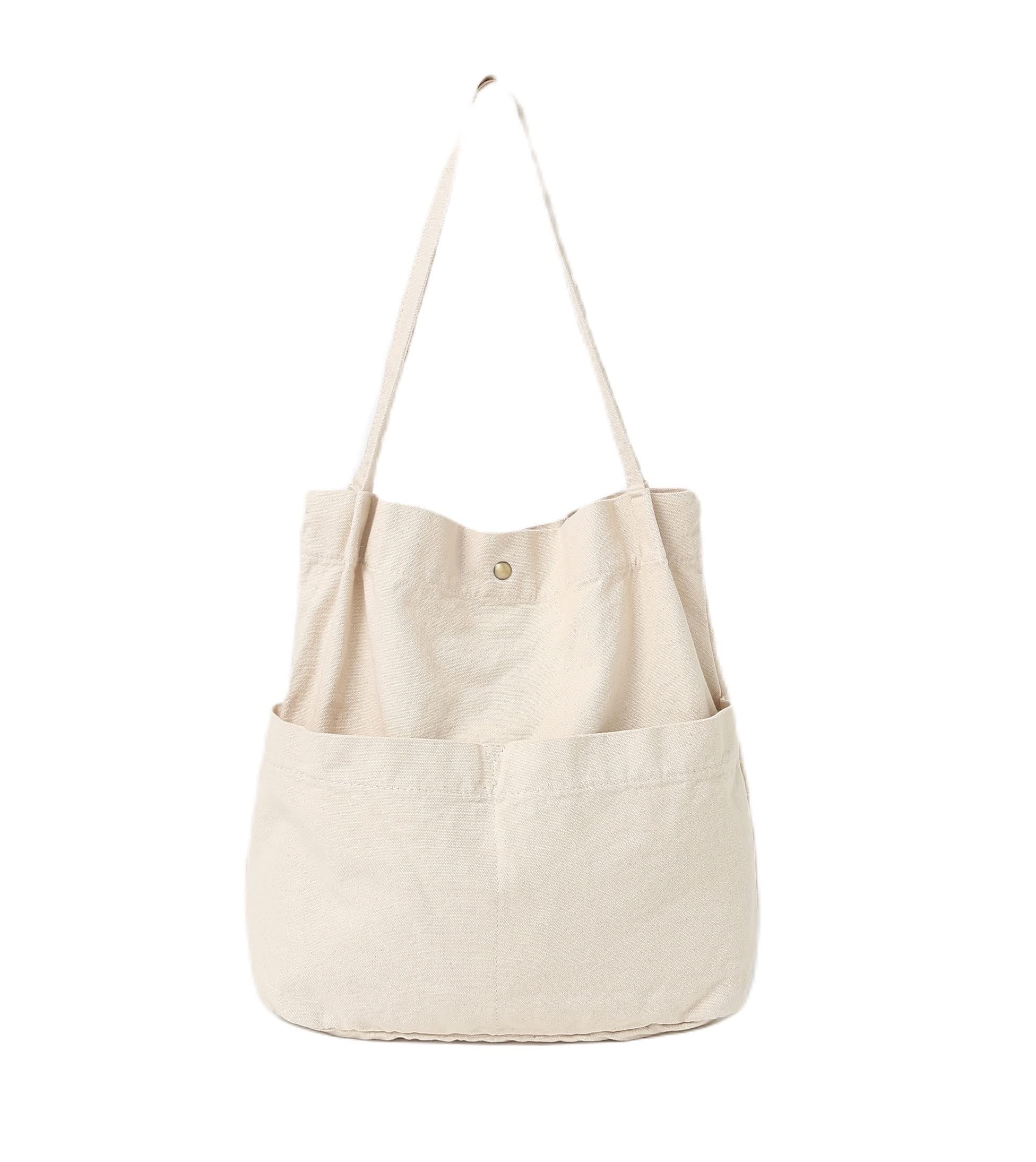 Jeelow Canvas Bucket Tote Shoulder Bag Handbag Purse Women (Beige)