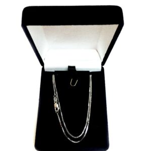 Jewelry Affairs 18k White Solid Gold Mirror Box Chain Necklace, 0.8mm, 20"