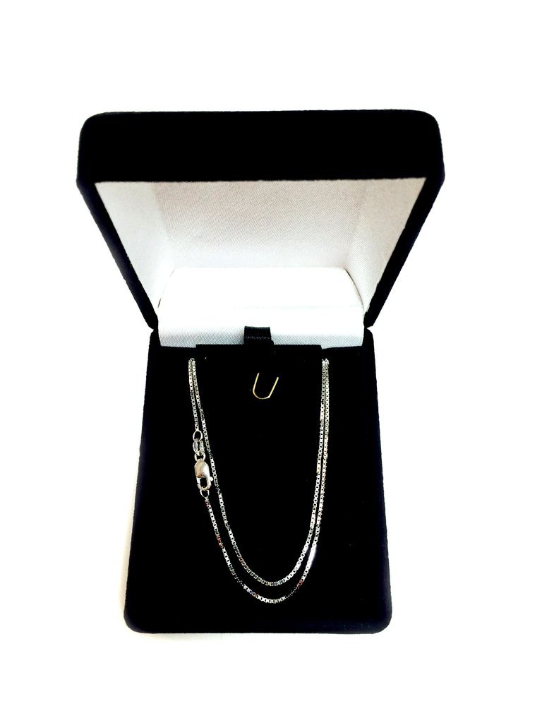 Jewelry Affairs 18k White Solid Gold Mirror Box Chain Necklace, 0.8mm, 20"