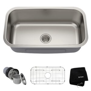 stainless steel 16 gauge undermount 31.5" single bowl kitchen sink