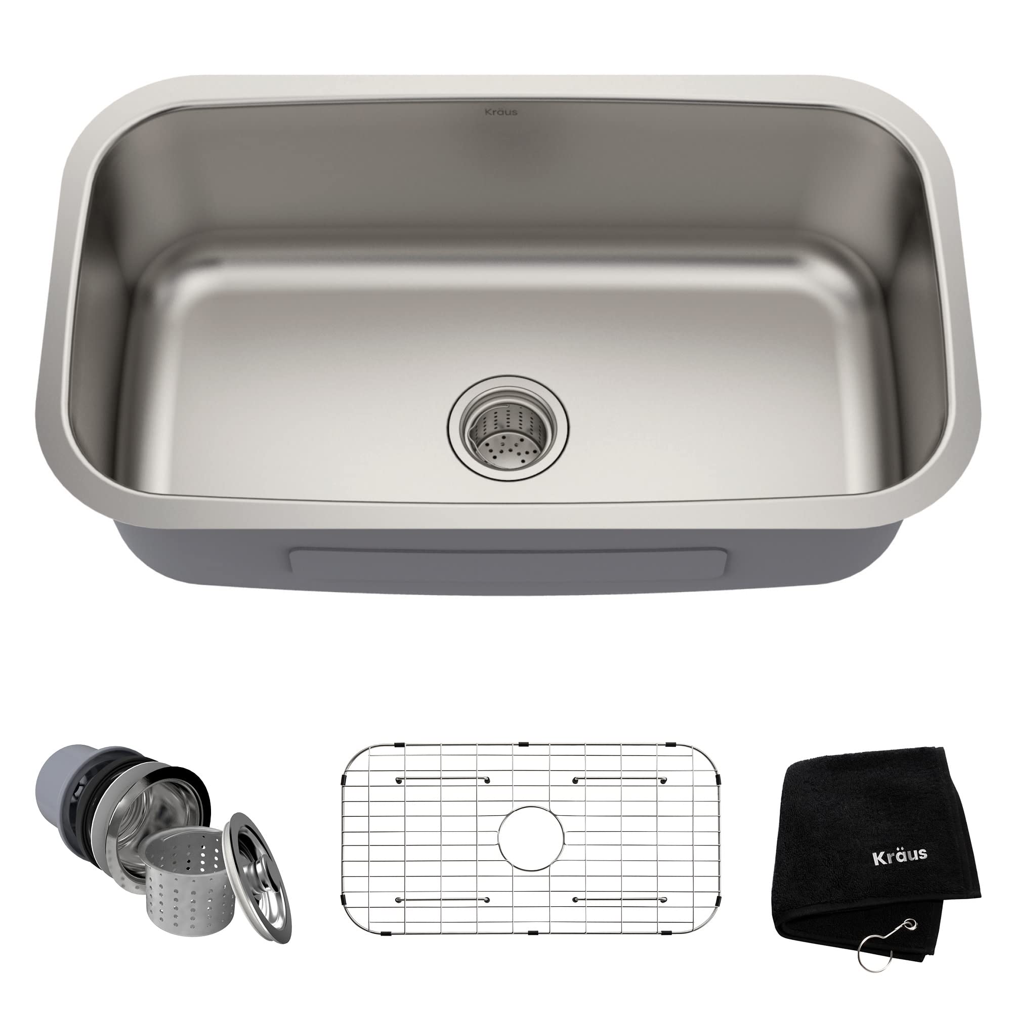 Stainless Steel 16 Gauge Undermount 31.5" Single Bowl Kitchen Sink